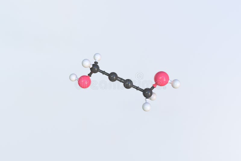 2-butyne-1,4-diol Molecule. Isolated Molecular Model. 3D Rendering ...