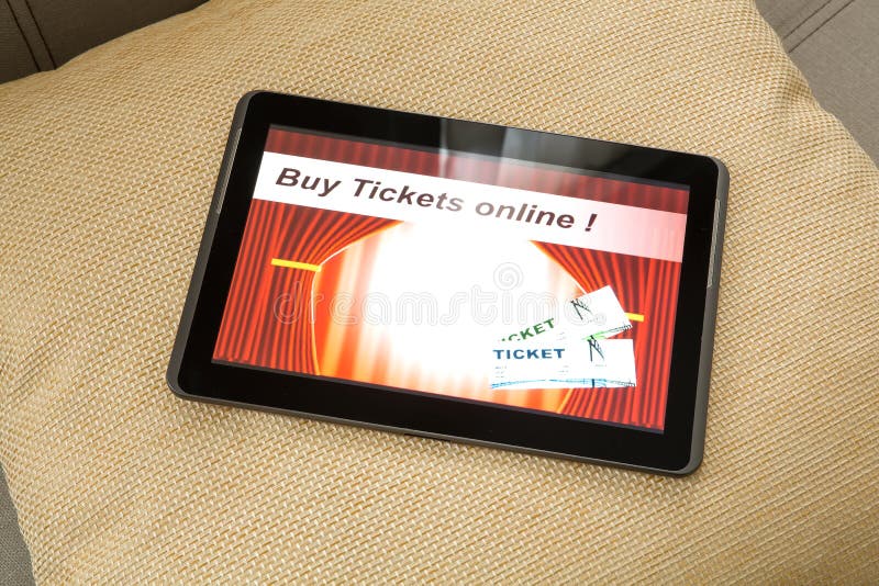 Buy Cinema Tickets Online with a Tablet PC Stock Image - Image of movie ...