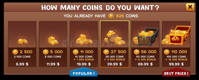 Buy Coins Screen for Slot Game Stock Vector - Illustration of chest ...
