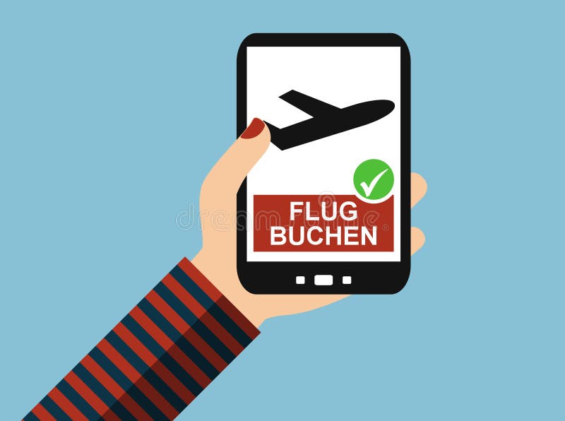 Buy Flight Tickets German - Hand with Phone Stock Illustration ...