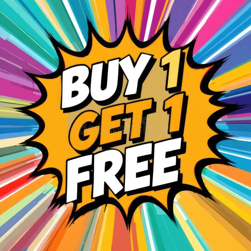 Buy 1 Get 1 Free Graphic Illustration with Colorful Explosion ...