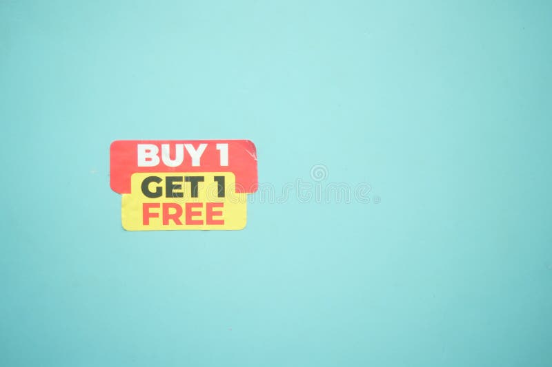 Buy 1 Get 1 Free Offer Sticker and Prodcuts on Table Stock Photo ...