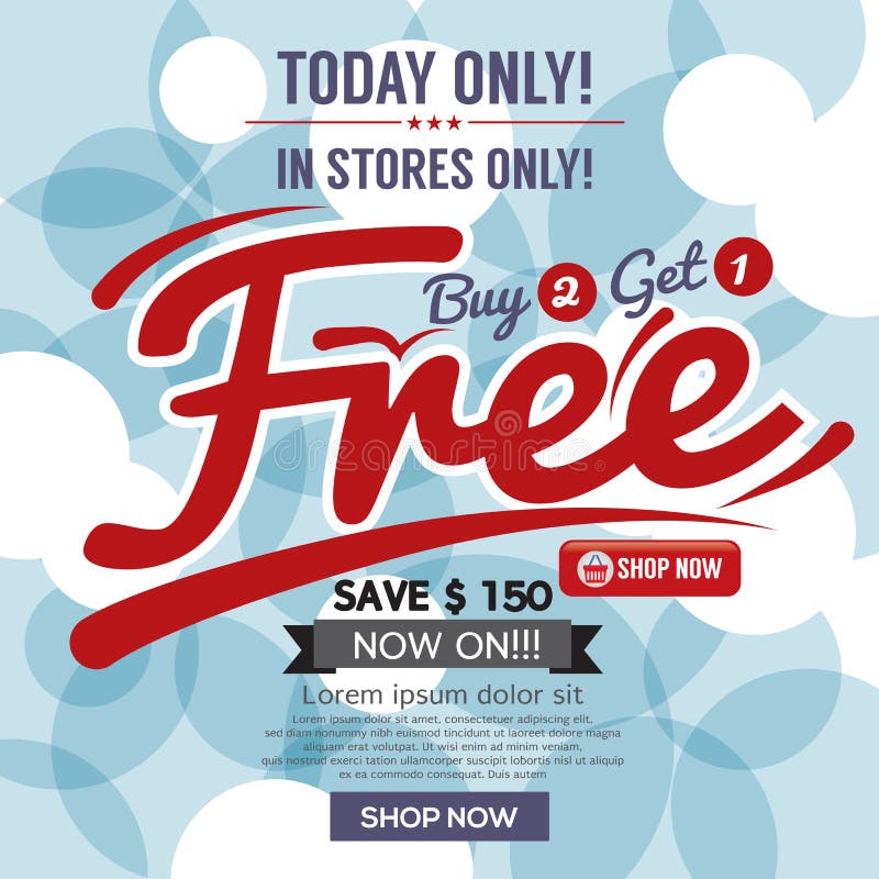 Buy One Get Free Promotion Sign Label Stock Vector - Illustration of ...