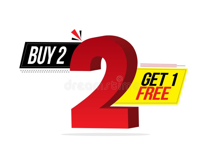 Buy 2 Get 1 Free Tag Design Template Stock Vector - Illustration of ...