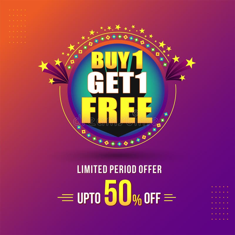 Buy One Get One Free Logo Unit Vector Illustration Stock Vector ...