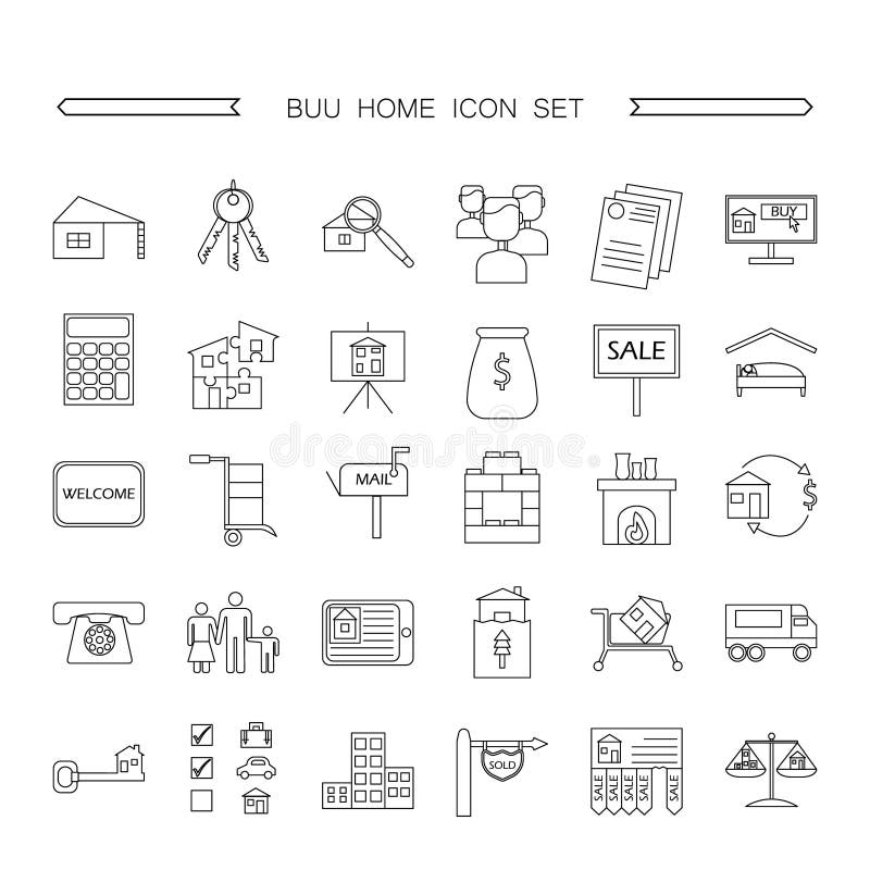 Buy home icon set stock illustration. Illustration of graphic - 78519399