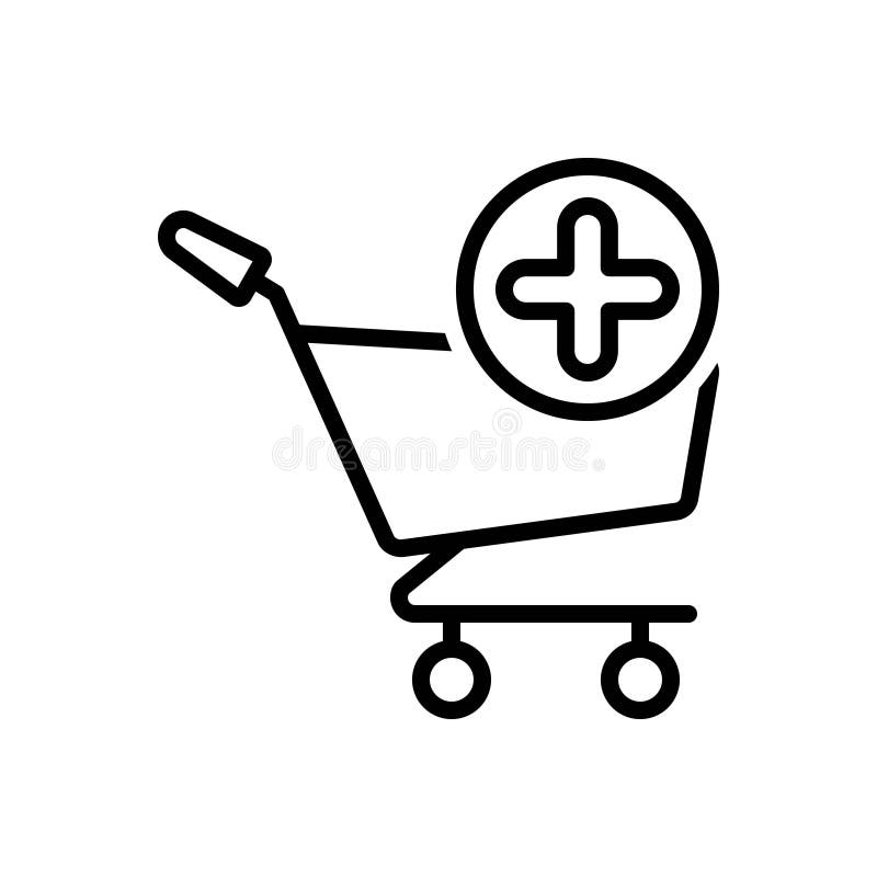 Black Line Icon for Buy, Add and Basket Stock Vector - Illustration of ...