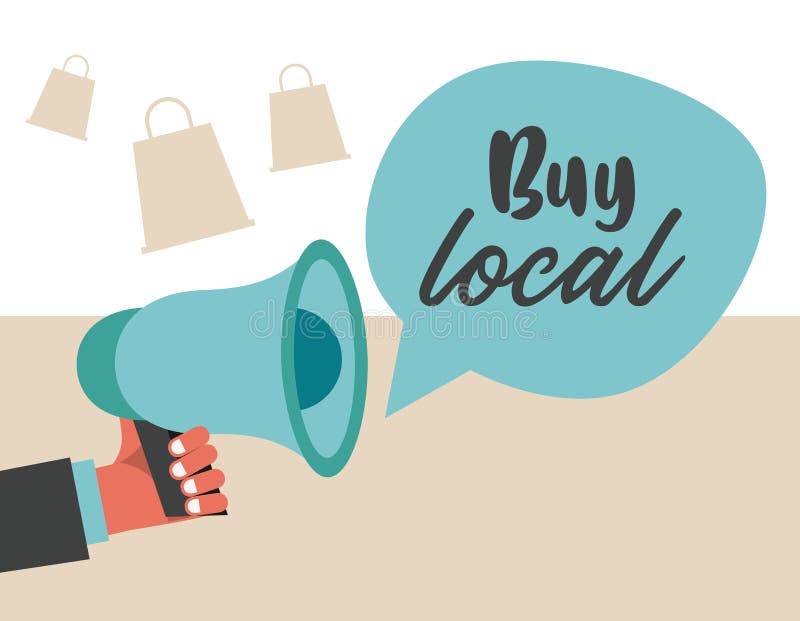 Buy Local Poster with Megaphone and Speech Bubble Stock Vector ...