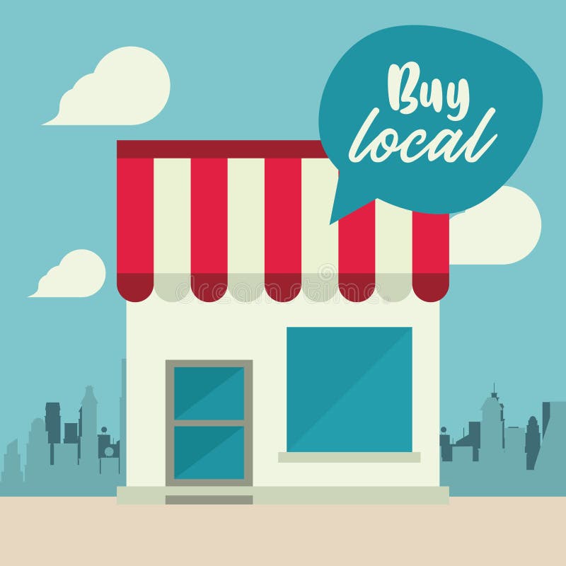 Buy Local Poster with Store Building Stock Vector - Illustration of ...
