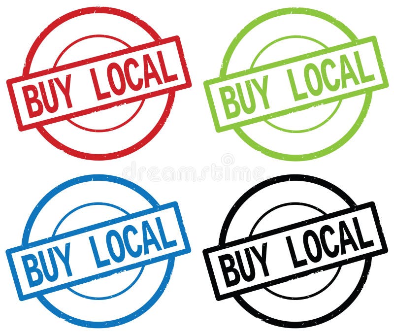 BUY LOCAL Text, on Round Simple Stamp Sign. Stock Illustration ...