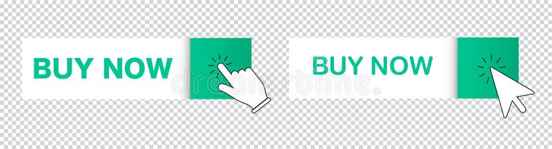 Buy Now Button with Hand Cursor. Button Hand Pointer Clicking. Click ...