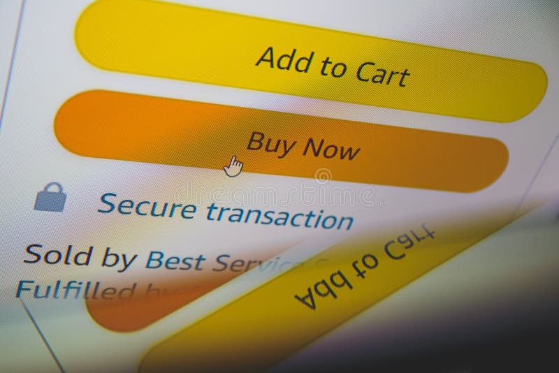 Buy Now Button on Screen. Buying Items Online on Amazon or Ebay Stock ...