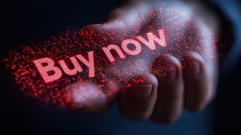 Buy Now Glowing in Hand Creates Engaging Shopping Experience Stock ...