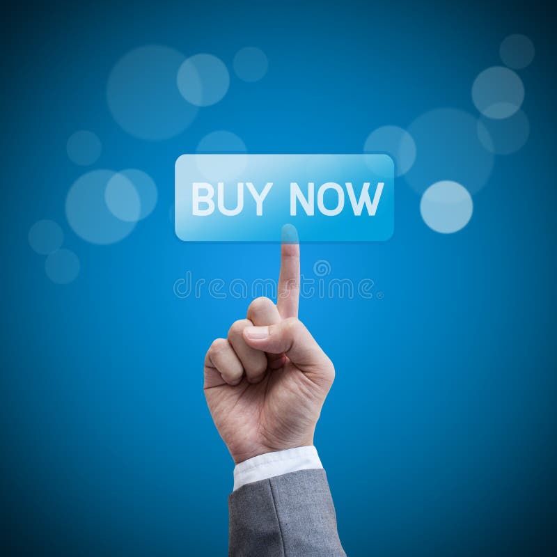Buy Now. Hand Man Pressing Buy Button. Stock Photo - Image of business ...
