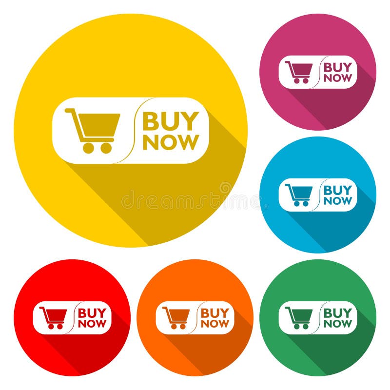 Buy Now Icon with Long Shadow Stock Vector - Illustration of long ...