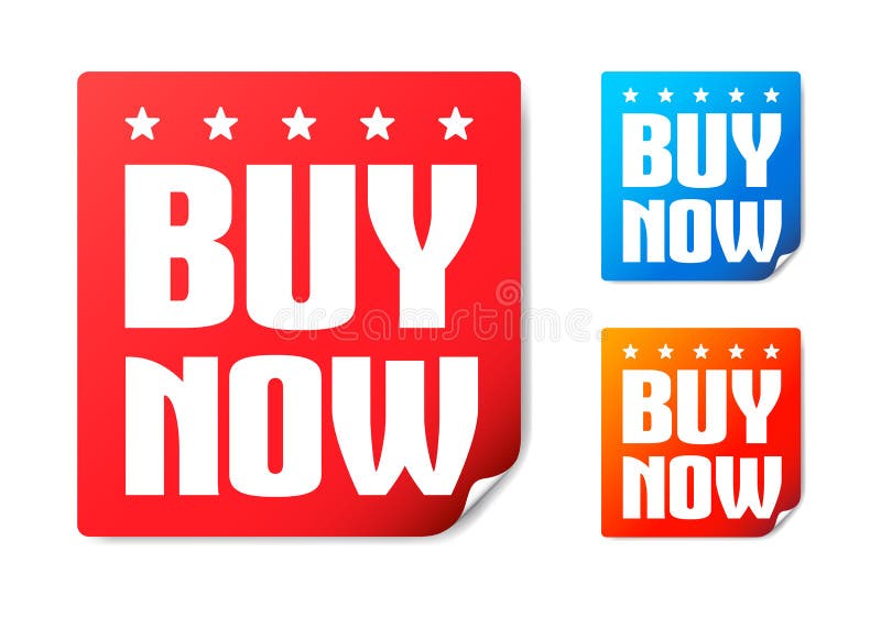 Buy Now Stickers stock vector. Illustration of advertising - 202616512