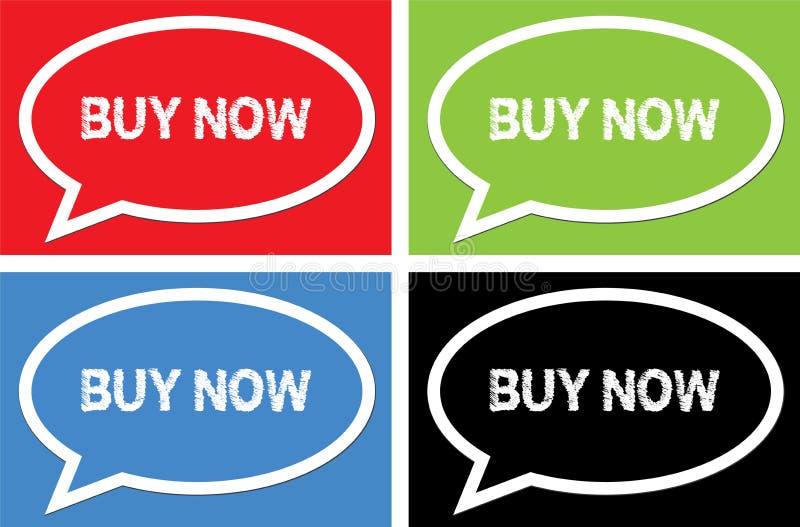 BUY NOW Text, on Ellipse Speech Bubble Sign. Stock Illustration ...
