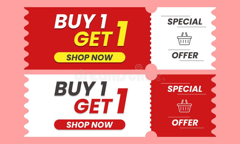 Buy One Get One Banner Tags Template Stock Vector - Illustration of ...