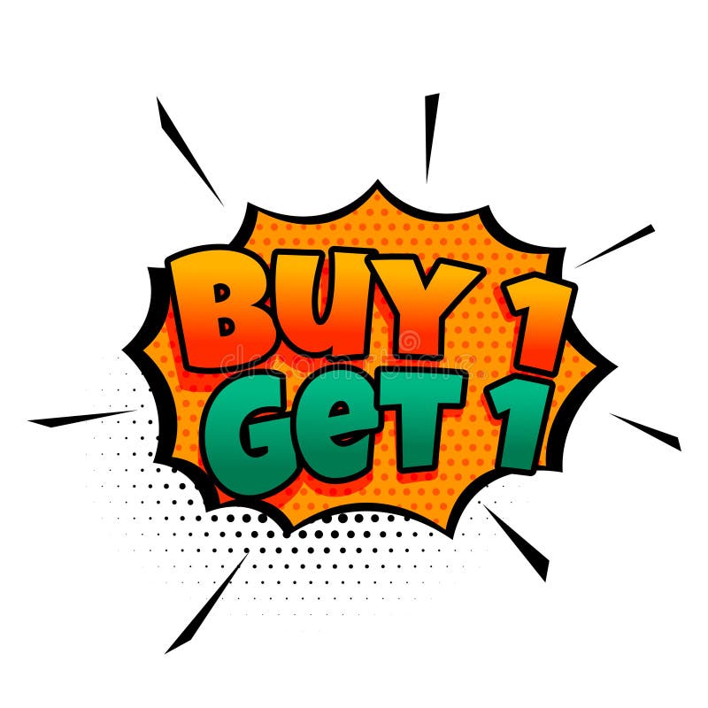 Buy One Get One Comic Style Sale Design Stock Vector - Illustration of ...