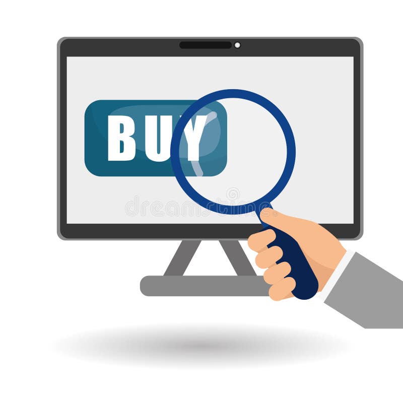 Buy Online Over White Background, Computer Design Stock Vector ...