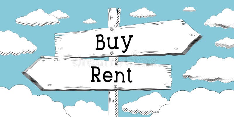 Buy or Rent - Outline Signpost with Two Arrows Stock Illustration ...