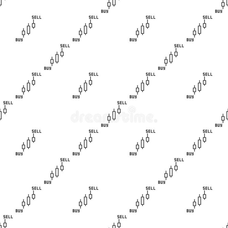 Buy and Sell Candlestick Chart Vector Seamless Pattern in Thin Line ...