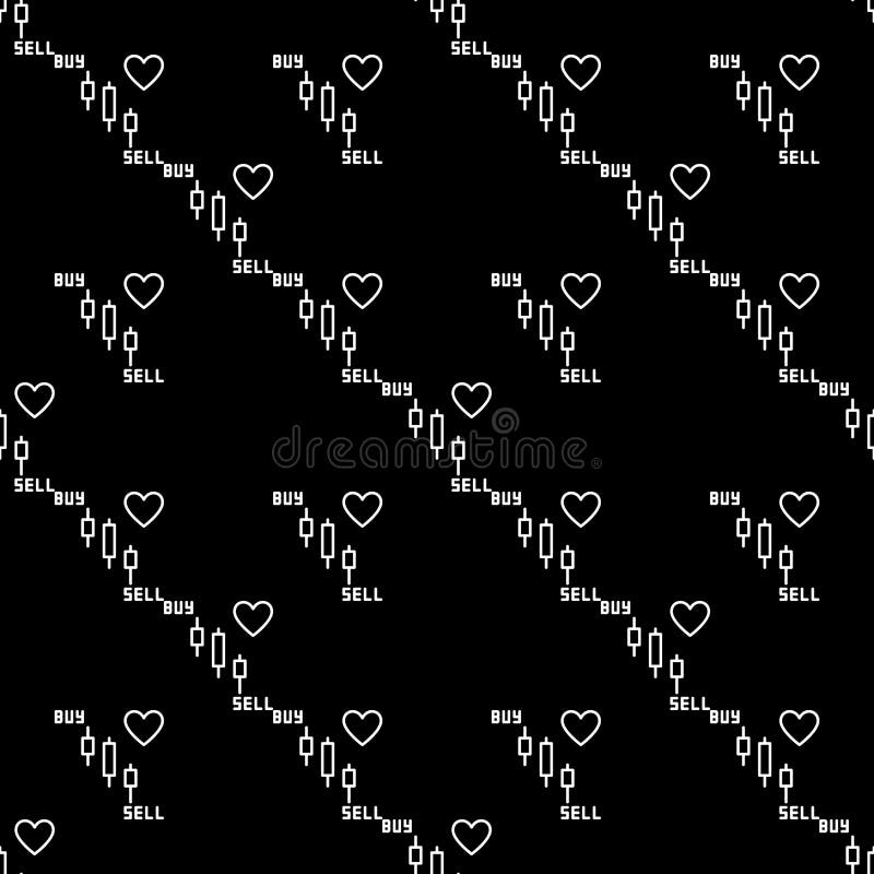 Buy and Sell Candlestick Pattern Chart and Heart Vector Linear Seamless ...