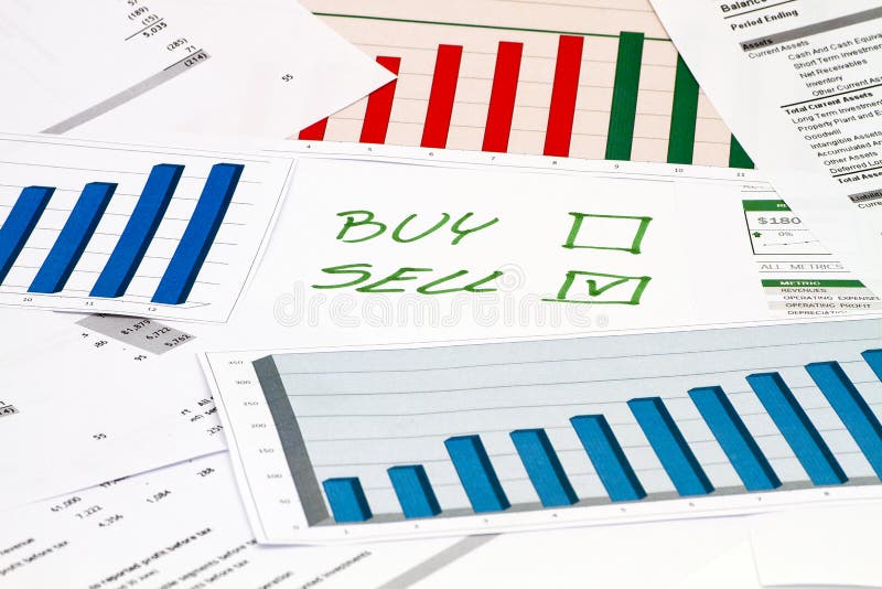 Buy or Sell on charts stock photo. Image of calculator - 58850582
