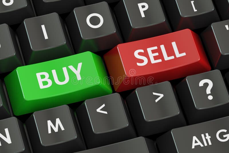 Buy and Sell Concept on the Black Keyboard, 3D Rendering Stock ...