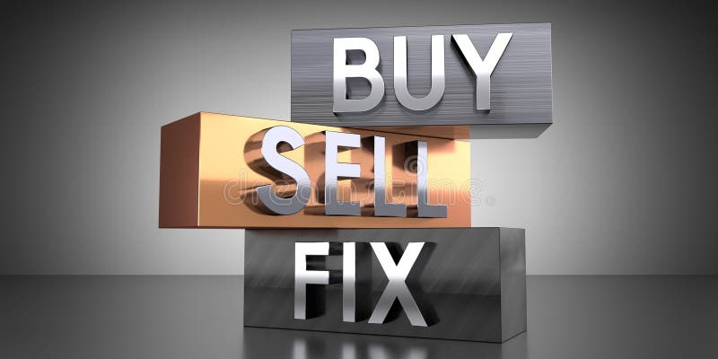 Buy, Sell, Fix - Words on Metal Blocks Stock Illustration ...