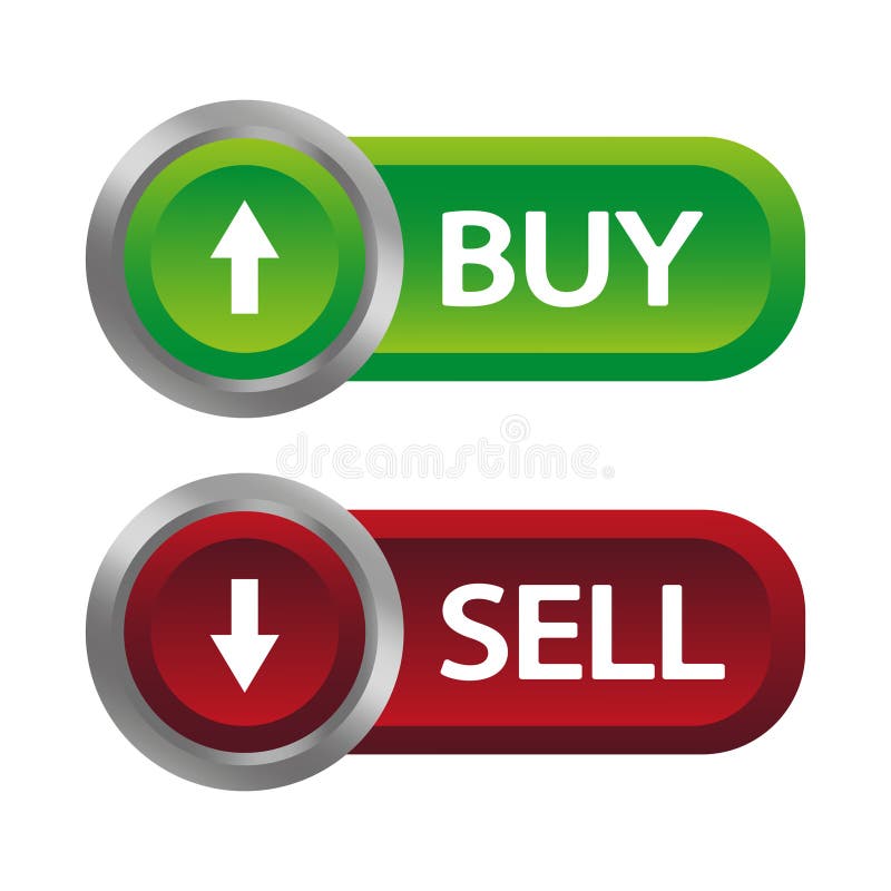 Buy and Sell Icon. Green Buy Button. Red Sell Button. Up and Down ...