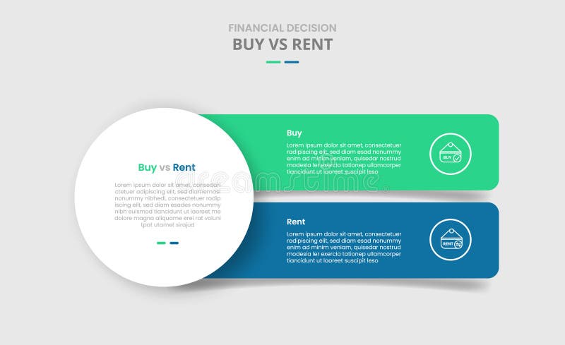 Buy Vs Rent Comparison for Infographic with Big Circle and Round Box ...