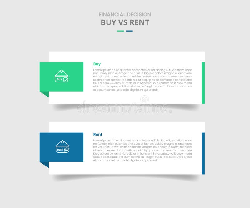 Buy Vs Rent Comparison for Infographic with Big Rectangle Box Container ...