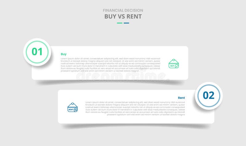 Buy Vs Rent Comparison for Infographic with Round Rectangle Box with ...