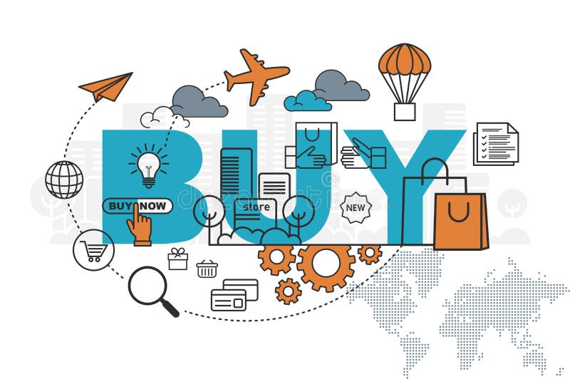 BUY Website Banner Concept with Thin Line Flat Design Stock Vector ...