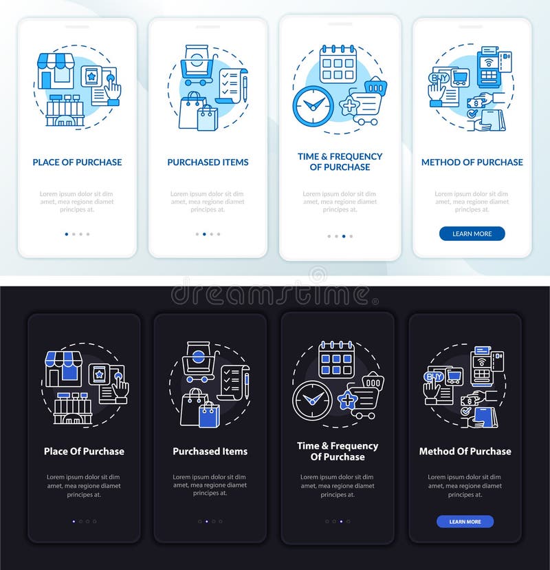 Buyer Behavior Patterns Onboarding Mobile App Page Screen with Concepts ...
