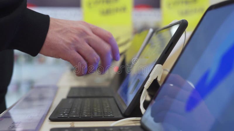 Buyer Checking Laptops in a Computer Store Stock Video - Video of ...