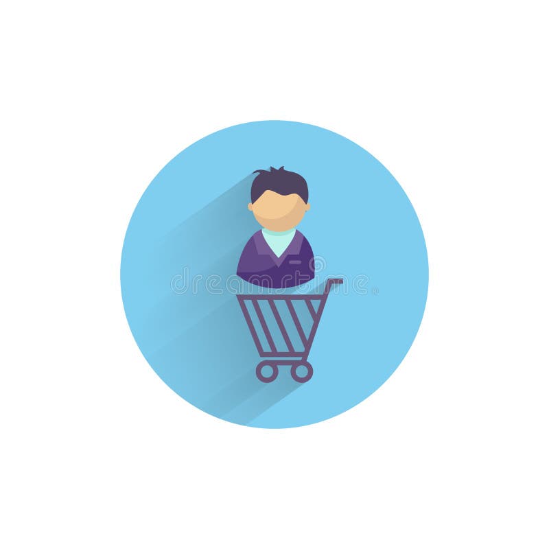 Buyer Flat Icon. Customer Flat Icon with Long Shadow. Customer Flat ...