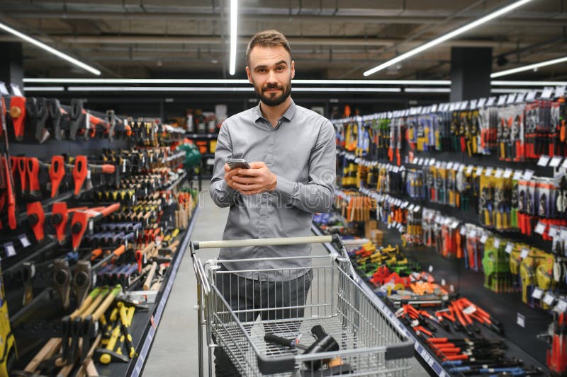A Buyer in a Hardware Store, Concept Home Renovation Stock Image ...
