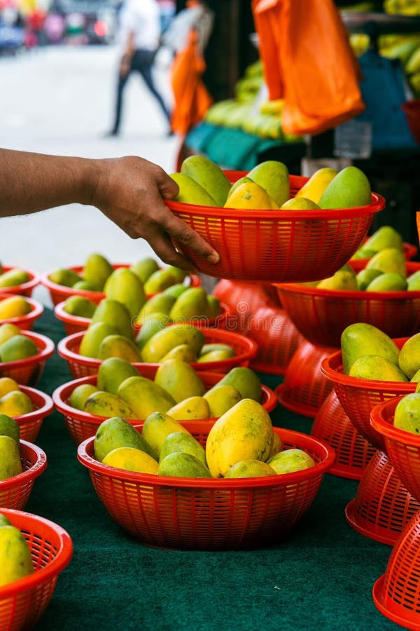 Buying Fresh Mangoes at the Stall. Stock Image - Image of food ...