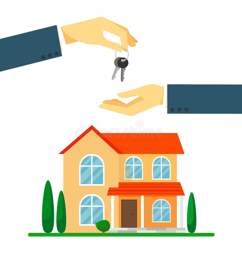 For Sale Villa or Country House. Hand Passing the Keys. Vector ...