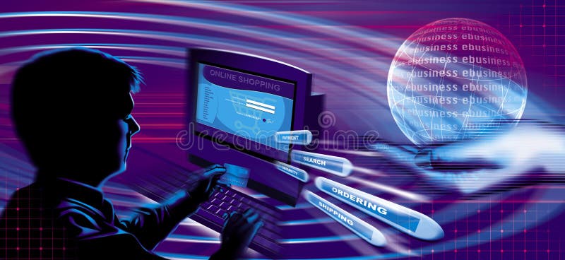 Buying and Selling on the Internet Stock Illustration - Illustration of ...