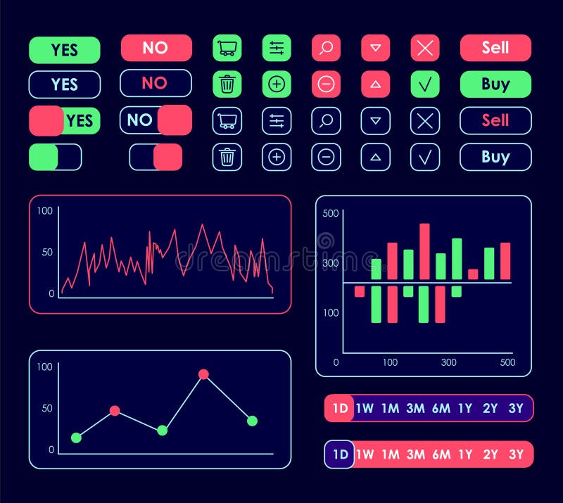 Buying and Selling UI Elements Kit Stock Vector - Illustration of chart ...