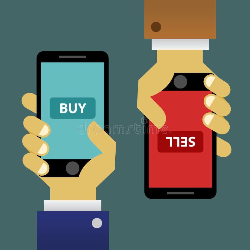 Buying and Selling Using Smartphone Stock Vector - Illustration of sale ...