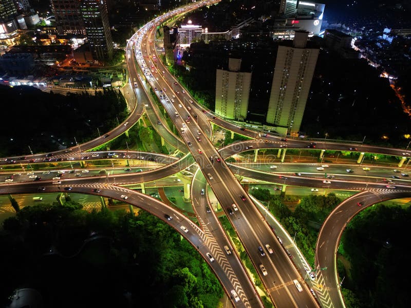 Buzy Cross Overhead Road Interchange in Shanghai Stock Image - Image of ...