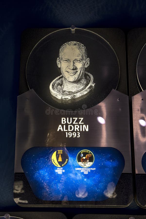 Buzz Aldrin Wall Plaque at Kennedy Space Center Editorial Stock Image ...