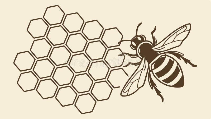 Buzzing Bee and Detailed Honeycomb Pattern Illustration, Vector Design ...