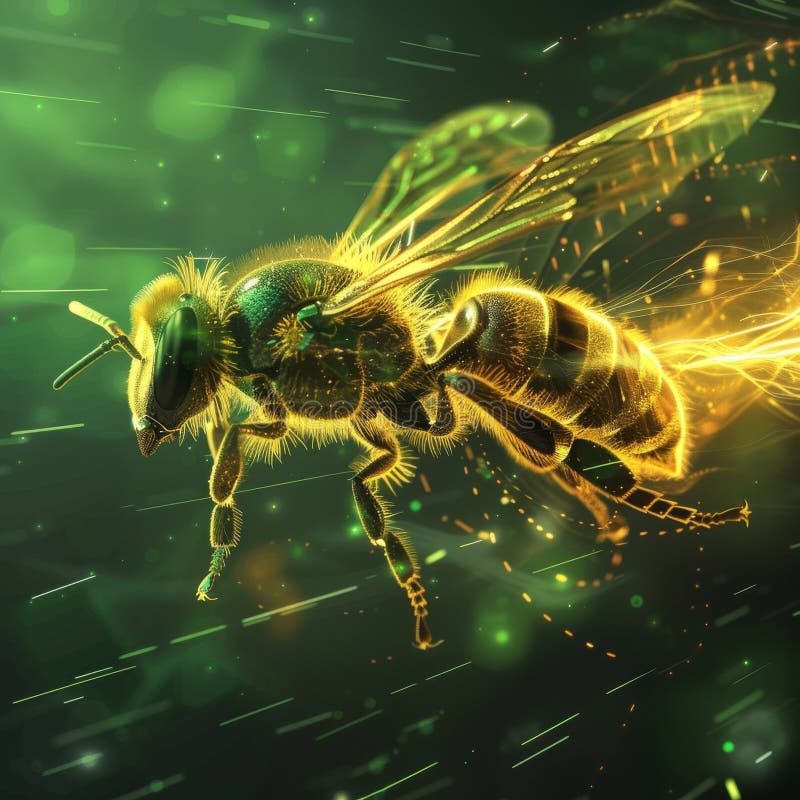 Buzzing Bee with Electric Currents Stock Illustration - Illustration of ...