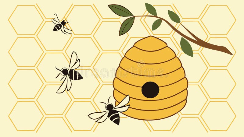 Buzzing Beehive with Bees, Symbolizing Community, Industry, and Nature ...