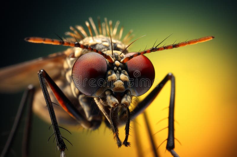 Buzzing Mosquito Macro Insect. Generate Ai Stock Photo - Image of leaf ...